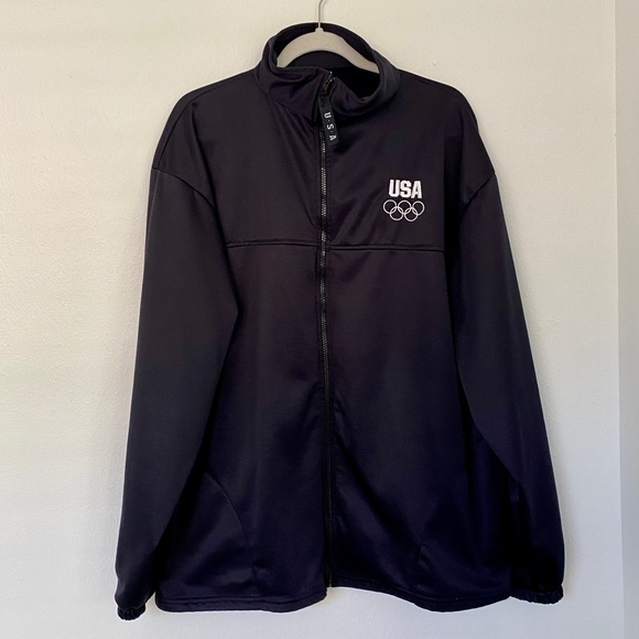 Vintage | Jackets & Coats | Vintage Usa Olympic Committee Black Zip Up ...